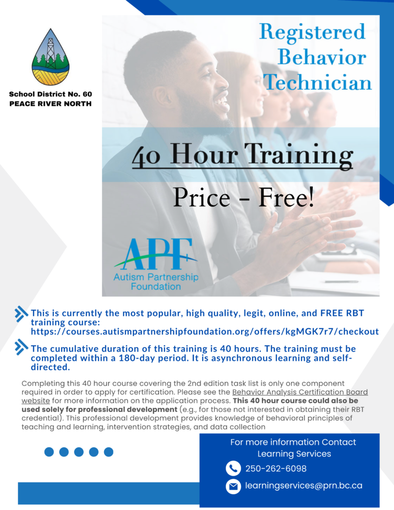 Registered Behavior Technician Free 40 Hour Training - School District ...