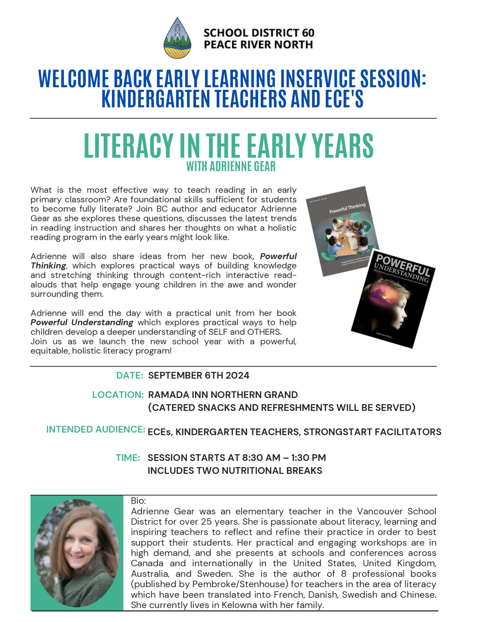 WELCOME BACK EARLY LEARNING INSERVICE SESSION: KINDERGARTEN TEACHERS ...